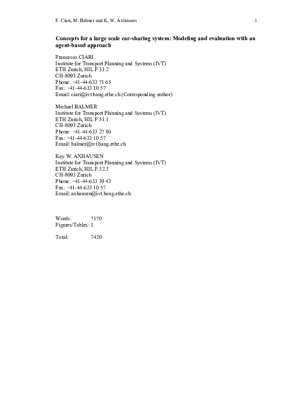(PDF) Concepts for a large scale car-sharing system: Modeling and evaluation with an agent-based ...
