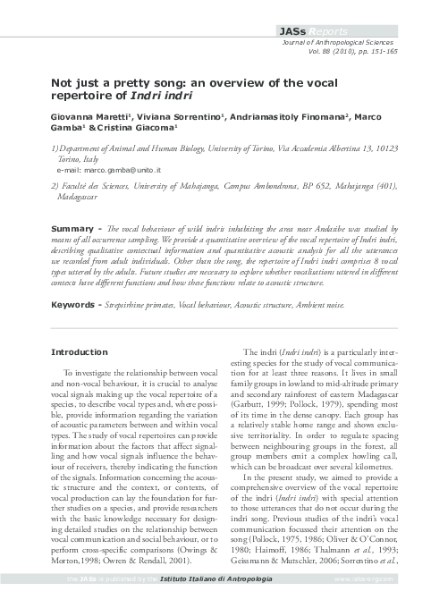 (PDF) Not just a pretty song: an overview of the vocal repertoire of ...