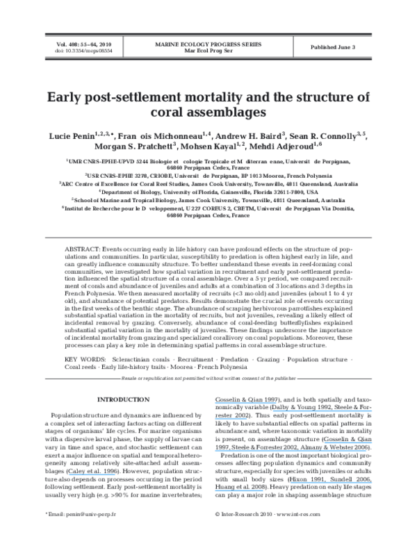 (PDF) Early post-settlement mortality and the structure of coral ...