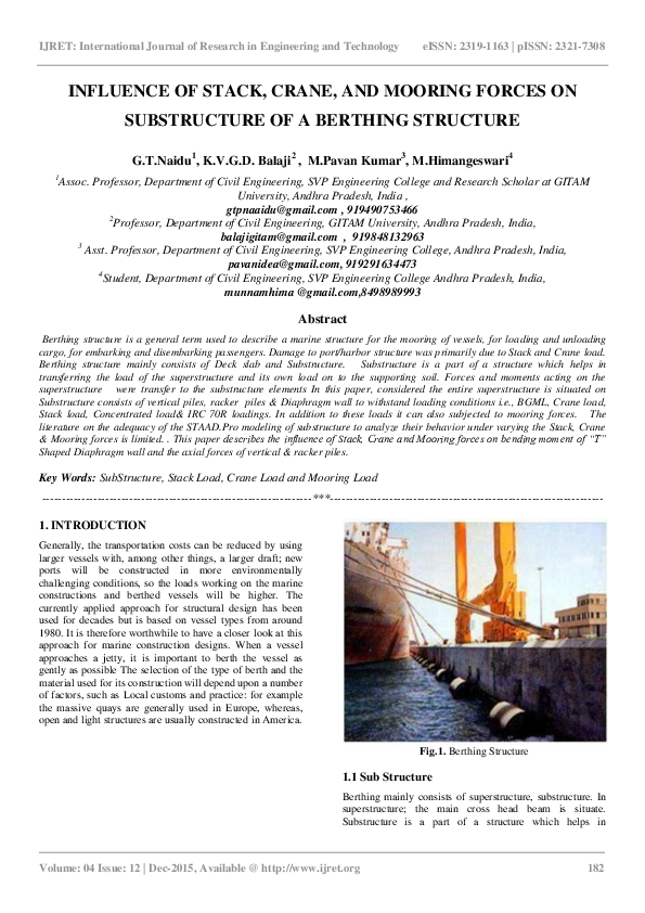 (PDF) INFLUENCE OF STACK, CRANE, AND MOORING FORCES ON SUBSTRUCTURE OF ...