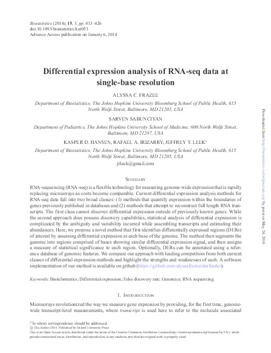 (PDF) Differential expression analysis of RNA-seq data at single-base ...