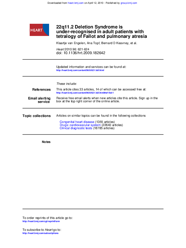(PDF) 22q11.2 Deletion Syndrome is under-recognised in adult patients with tetralogy of Fallot ...