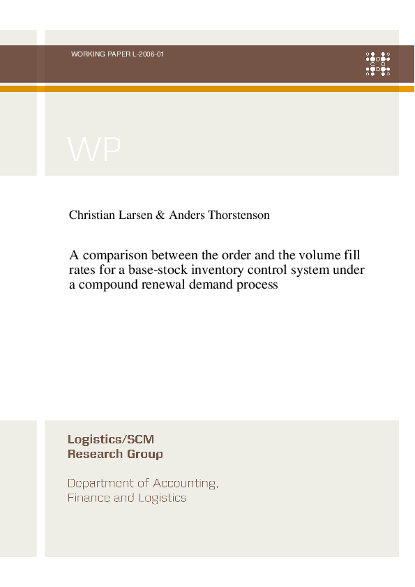 (PDF) A comparison between the order and the volume fill rate for a ...