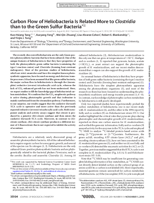 (PDF) Carbon Flow of Heliobacteria Is Related More to Clostridia than ...