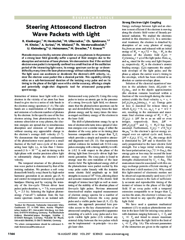 (PDF) Steering Attosecond Electron Wave Packets with Light