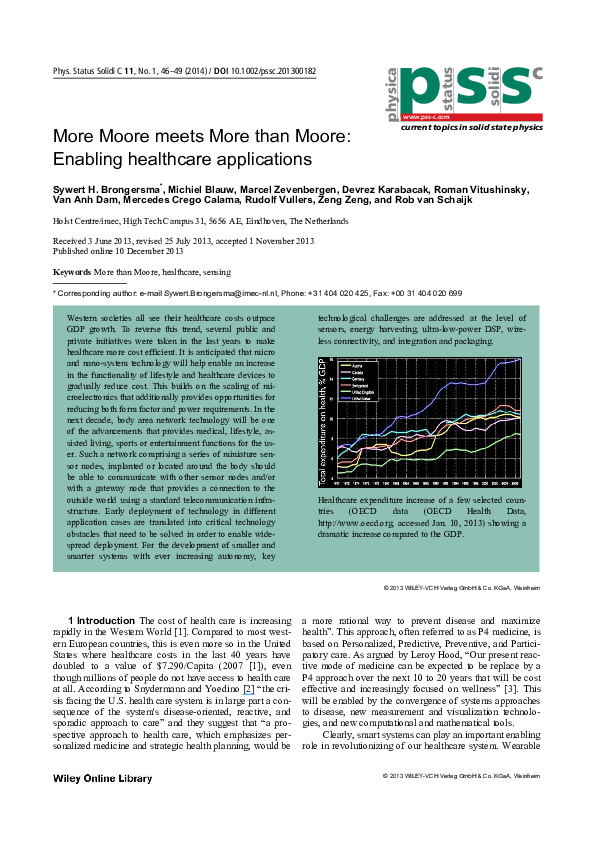 (PDF) More Moore meets More than Moore: Enabling healthcare applications