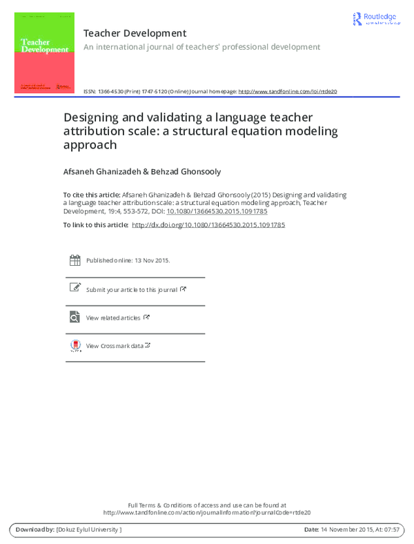 Designing and validating a language teacher attribution scale: a ...