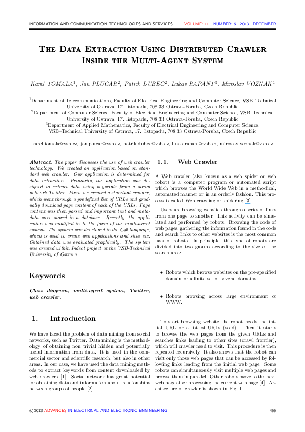 (PDF) The Data Extraction Using Distributed Crawler Inside Multi-Agent ...