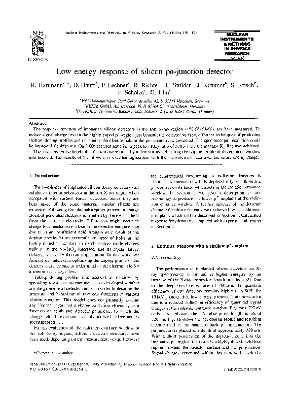 (PDF) Low energy response of silicon pn-junction detector