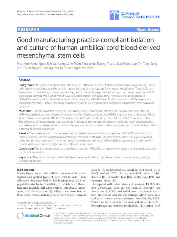 (PDF) Manufacture of Clinical-grade Human Clonal Mesenchymal Stem Cell Products from Single ...