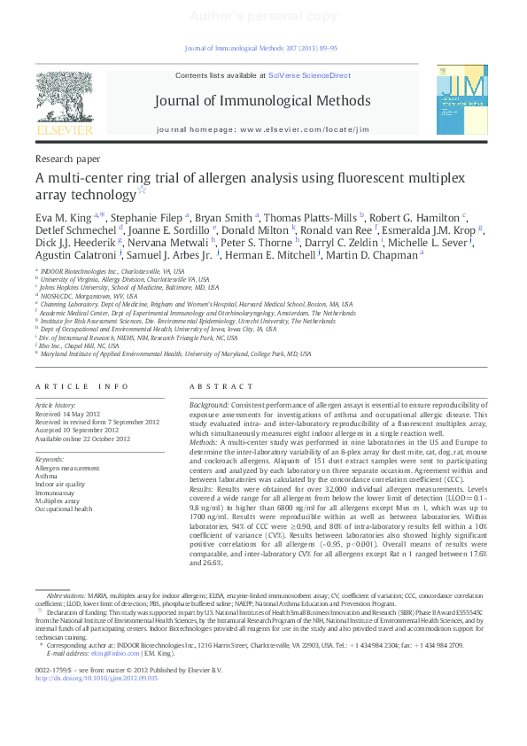 (PDF) A multi-center ring trial of allergen analysis using fluorescent ...