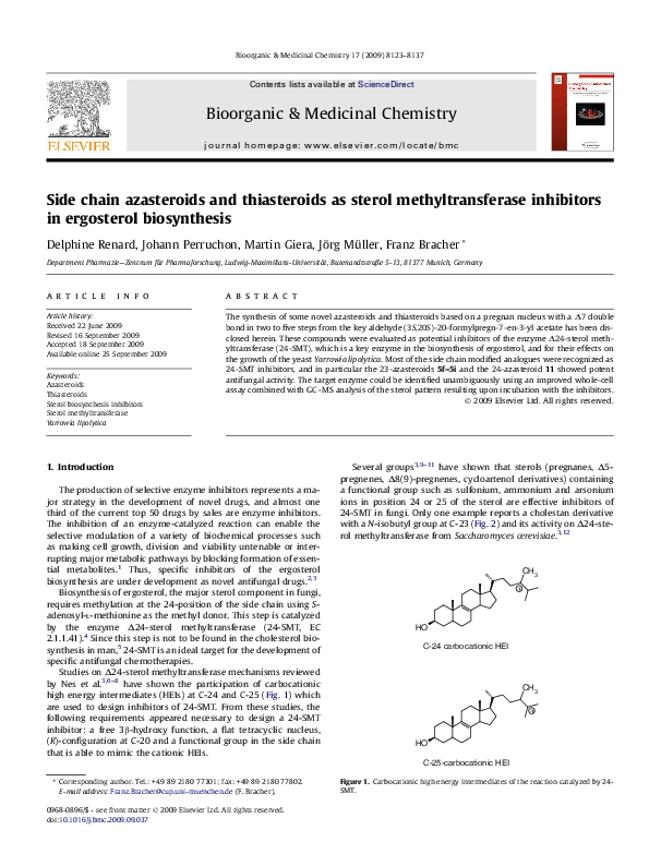 (PDF) Side chain azasteroids and thiasteroids as sterol ...