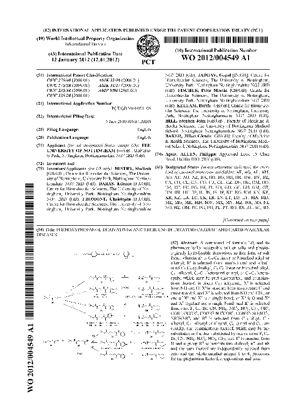 (PDF) Phenoxypropanol Derivatives for Cardiovascular Treatment