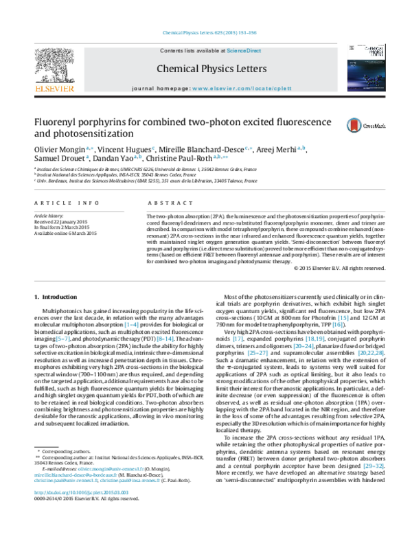 (PDF) Fluorenyl porphyrins for combined two-photon excited fluorescence ...