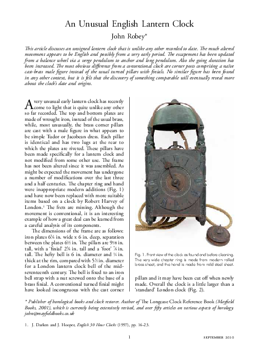 (PDF) An Unusual English Lantern Clock