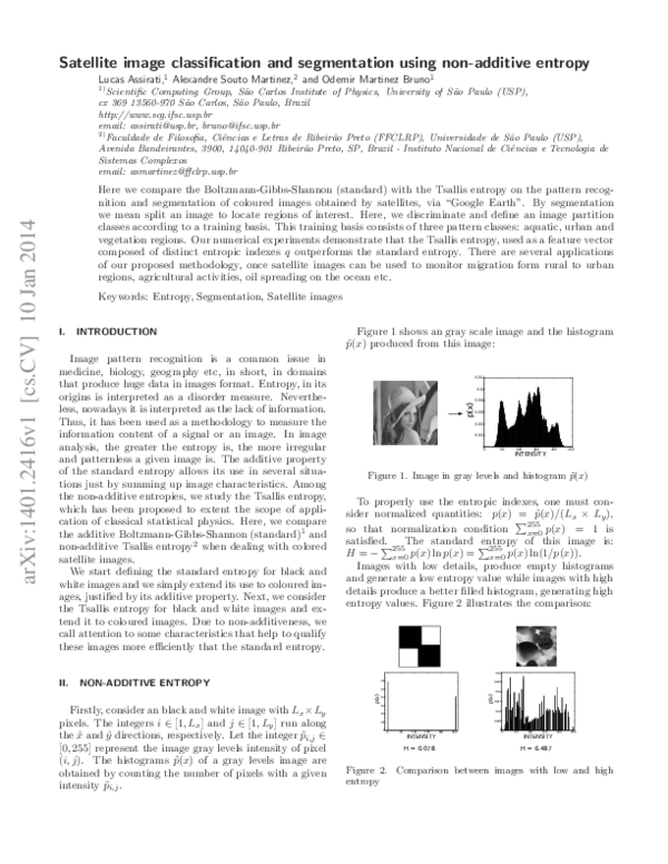 (PDF) Satellite image classification and segmentation using non-additive entropy