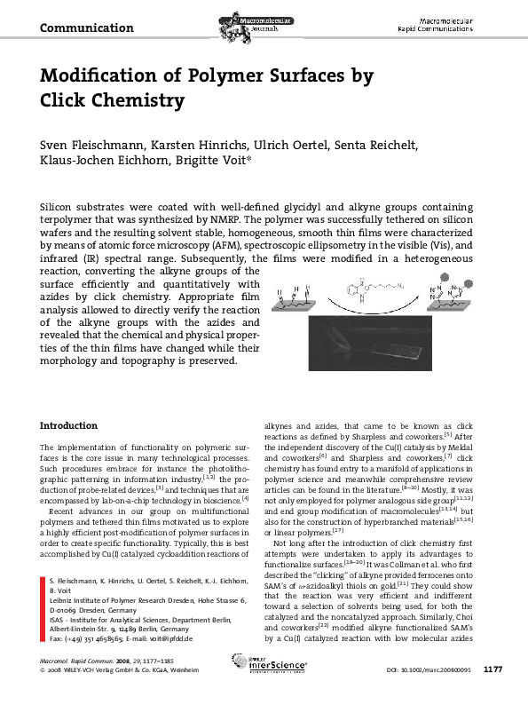 (PDF) Modification of Polymer Surfaces by Click Chemistry