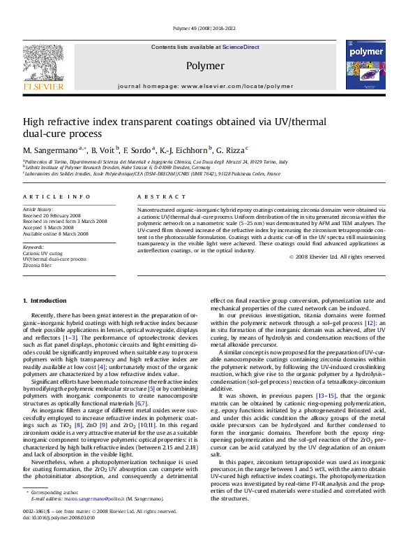 (PDF) High refractive index transparent coatings obtained via UV ...