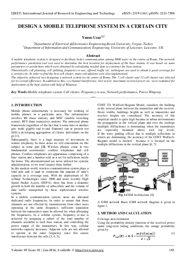 (PDF) DESIGN A MOBILE TELEPHONE SYSTEM IN A CERTAIN CITY