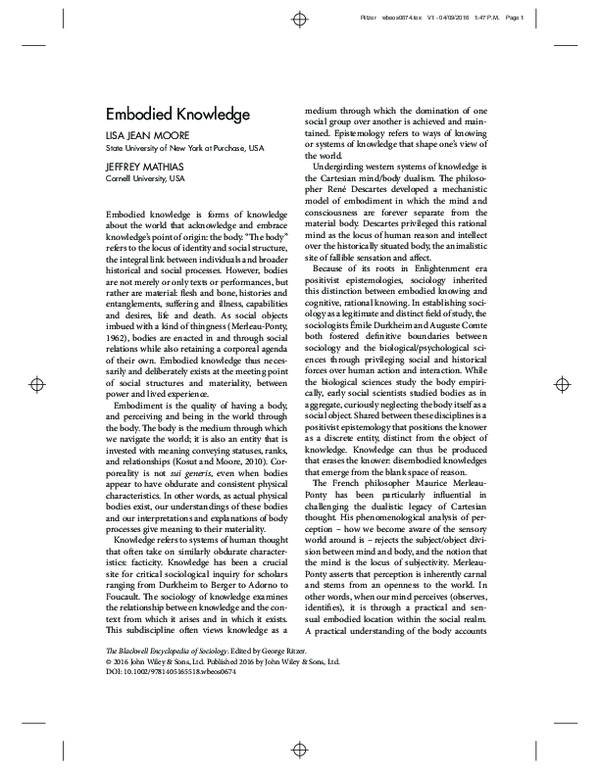 (PDF) Embodied Knowledge