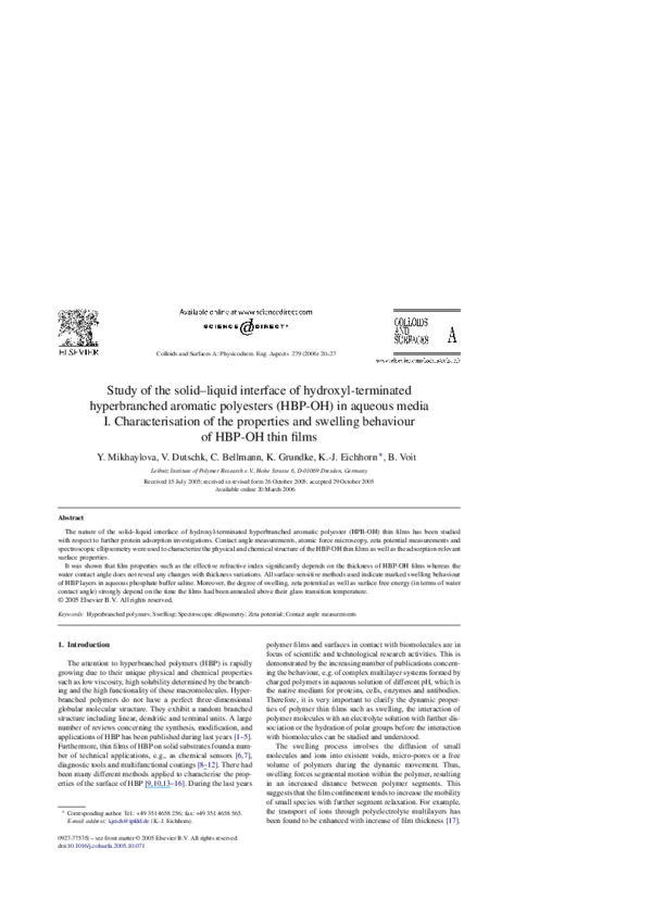 (PDF) Study of the solid–liquid interface of hydroxyl-terminated ...