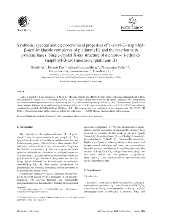 (PDF) Synthesis, spectral and electrochemical properties of 1-alkyl-2-(naphthyl-β-azo)imidazole ...