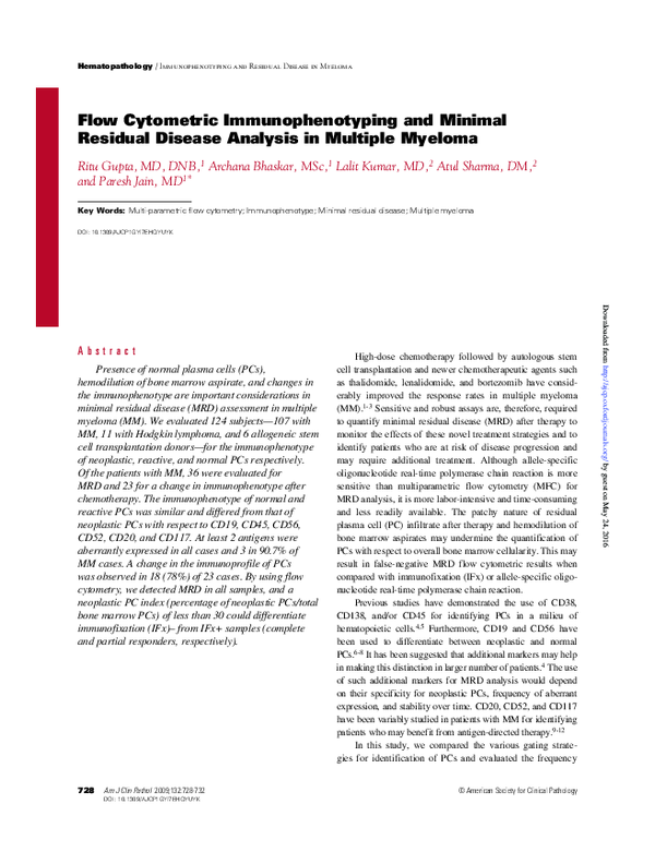 (PDF) Flow Cytometric Immunophenotyping and Minimal Residual Disease ...
