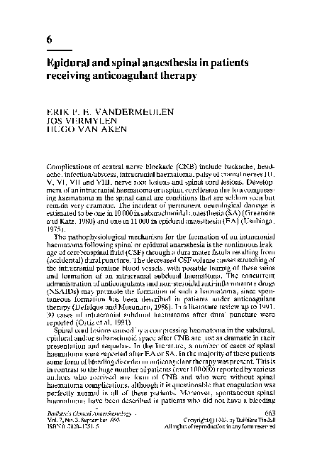 (PDF) Epidural and spinal anaesthesia in patients receiving ...