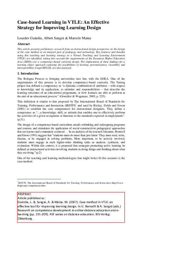 (PDF) Case-based learning in VTLE: An effective strategy for improving ...