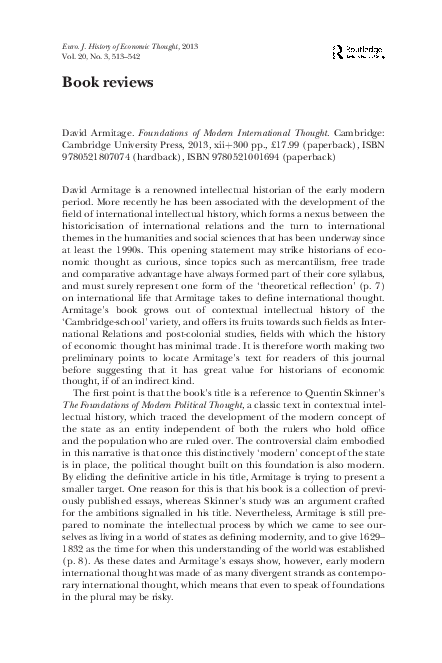 (PDF) Review of David Armitage's Foundations of Modern International ...