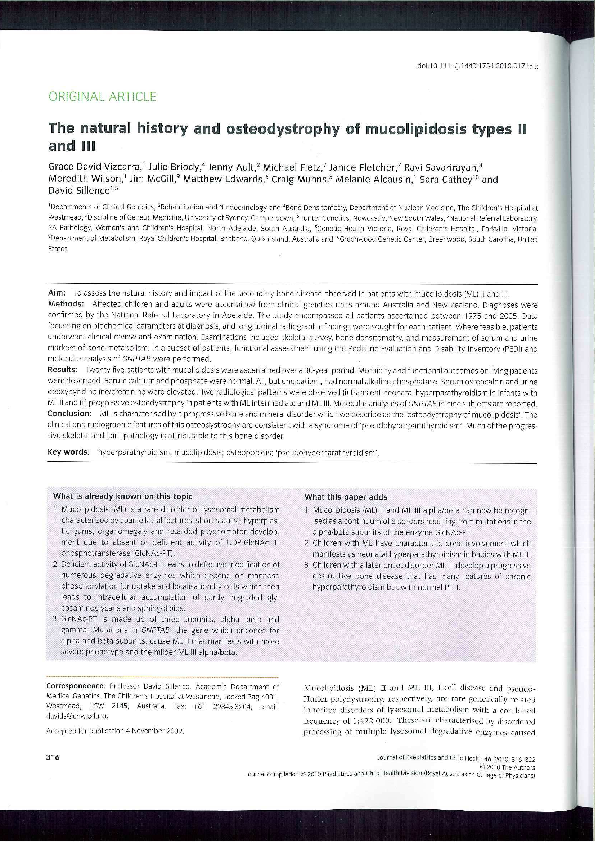 (PDF) The natural history and osteodystrophy of mucolipidosis types II ...