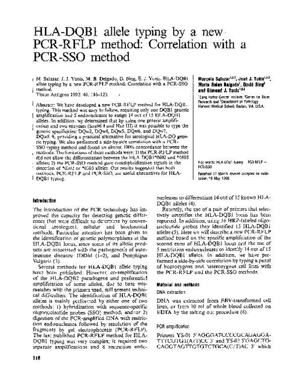 (PDF) HLA-DQB1 allele typing by a new PCR-RFLP method: Correlation with ...