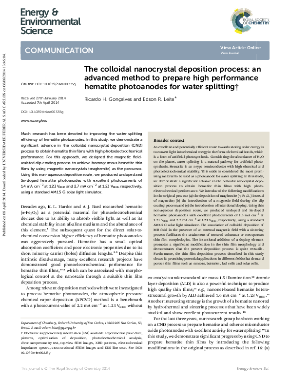 (PDF) The colloidal nanocrystal deposition process: an advanced method ...