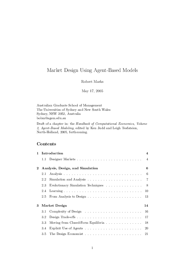 (PDF) Agent-Based Market Design