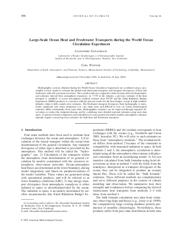 (PDF) Large-Scale Ocean Heat and Freshwater Transports during the World ...