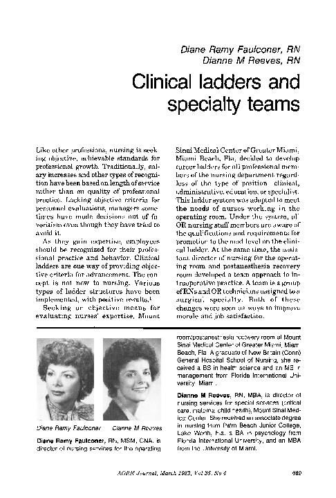 (PDF) Clinical ladders and specialty teams