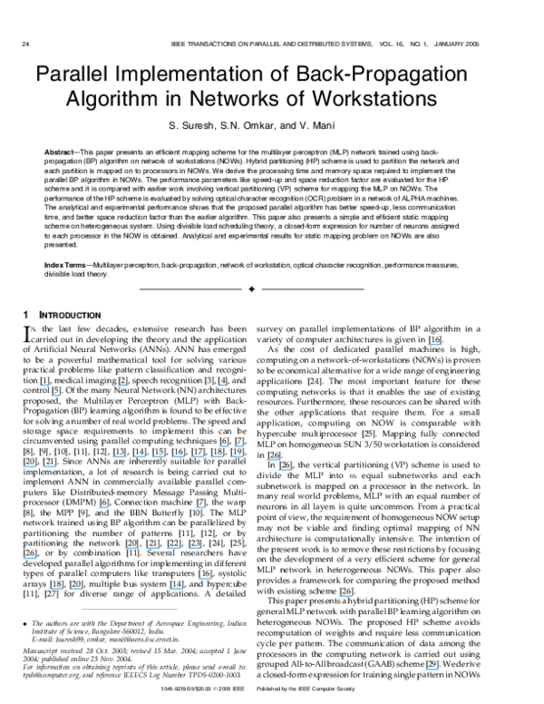 (PDF) Parallel implementation of back-propagation algorithm in networks of workstations | K ...