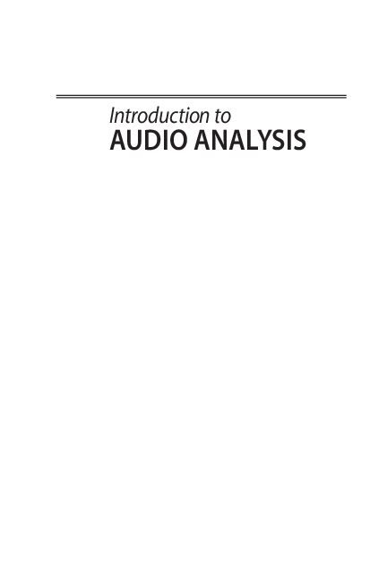 (PDF) AUDIO ANALYSIS Introduction to