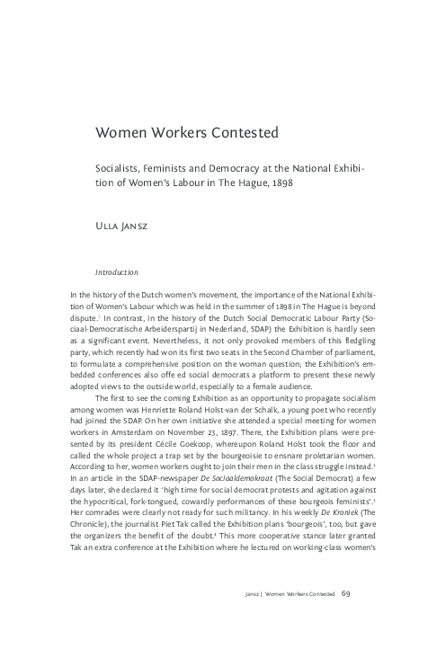 (PDF) Women workers contested: Socialists, feminists, and democracy at ...