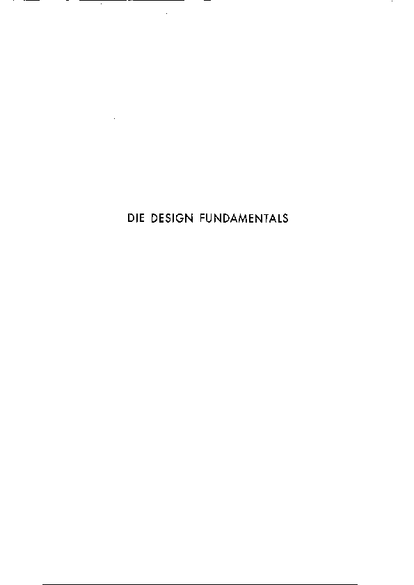 DIE DESIGN FUNDAMENTALS