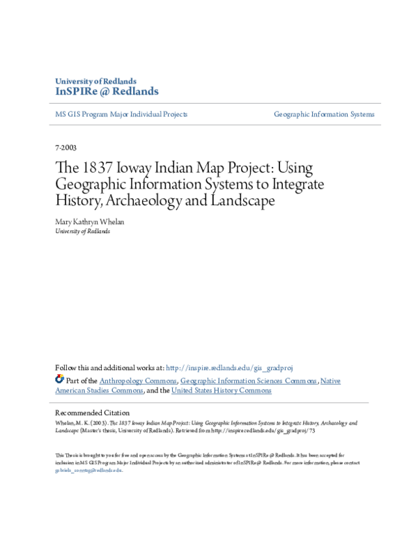 (PDF) The 1837 Ioway Indian Map Project: Using Geographic Information ...