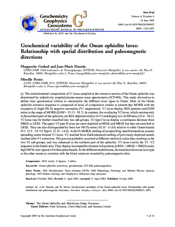 (PDF) Geochemical variability of the Oman ophiolite lavas: Relationship ...