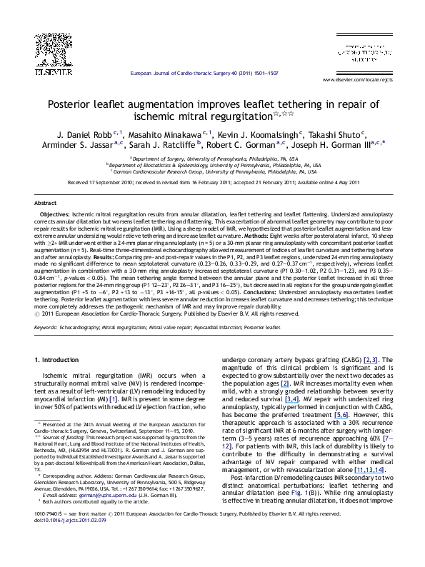 (PDF) Posterior leaflet augmentation improves leaflet tethering in ...