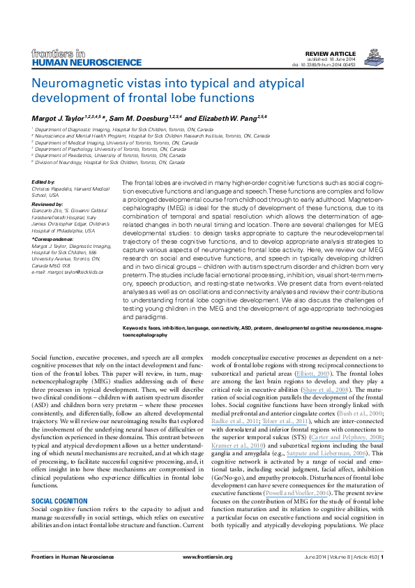 (PDF) Neuromagnetic Vistas into Typical and Atypical Development of ...