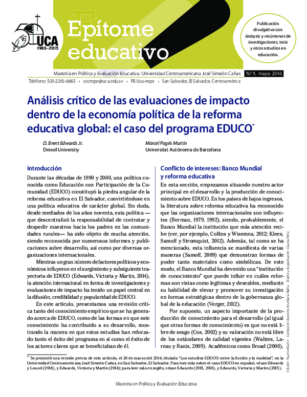 (PDF) Análisis crítico de las evaluaciones de impacto dentro de la ...