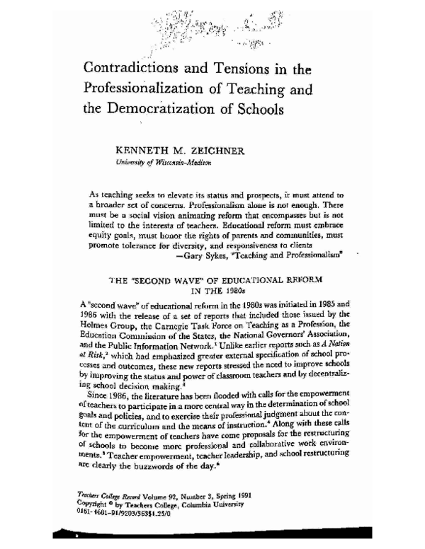 (PDF) Contradictions and Tensions in the Professionalization of ...