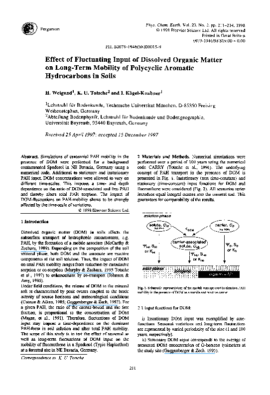 (PDF) Effect of fluctuating input of dissolved organic matter on long-term mobility of ...