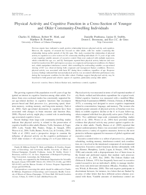 (PDF) Physical activity and cognitive function in a cross-section of younger and older community ...