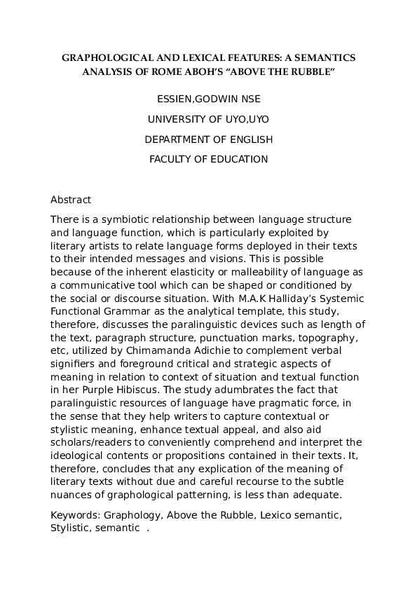 (DOC) GRAPHOLOGICAL AND LEXICAL FEATURES: A SEMANTICS ANALYSIS OF ROME ...