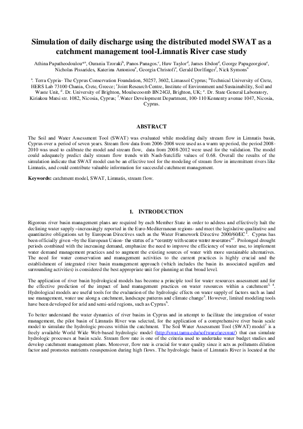 (PDF) Simulation of daily discharge using the distributed model SWAT as ...